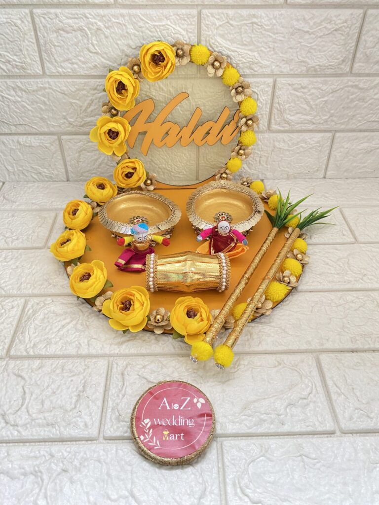 Beautiful Haldi Ceremony Platter Wedding Haldi Thali Decoration Platter ...